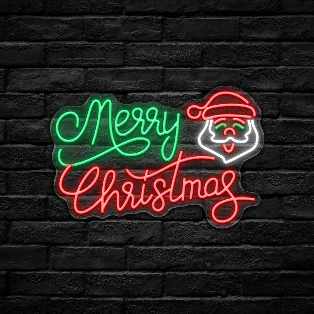 Merry Christmas Santa Face LED Neon Sign (USB-Dimmable 45cm x 28cm ...